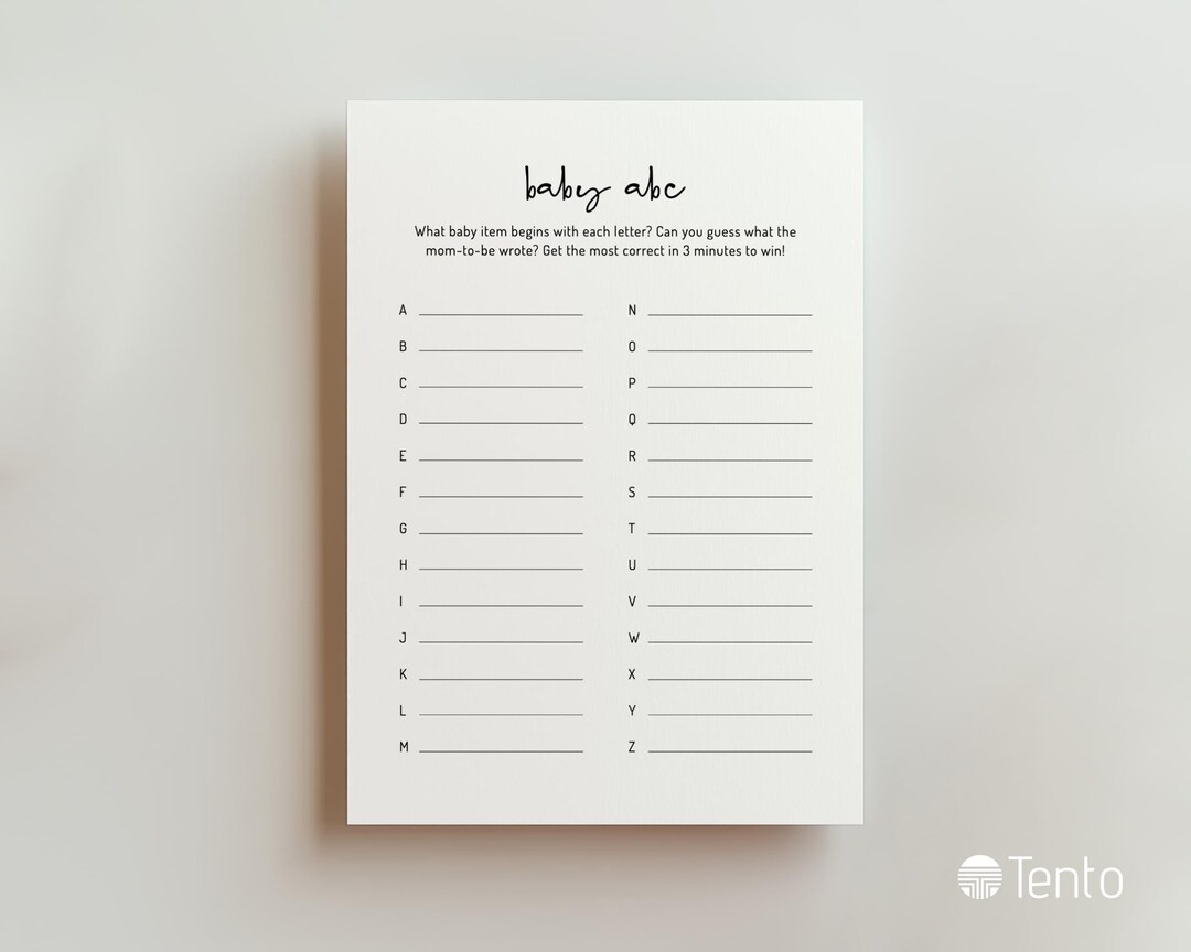 EDITABLE | Minimalist Baby ABC Game Template, 0001AA - Etsy
