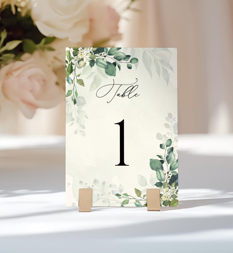 EDITABLE | Eucalyptus Table Number Template, 0006AA - Etsy