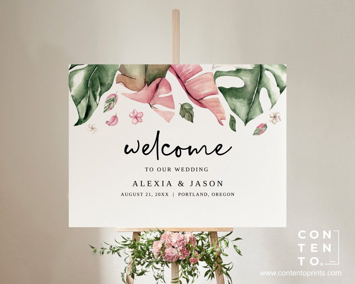EDITABLE Tropical Welcome Sign Template Large Wedding / - Etsy