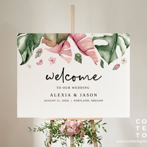EDITABLE Tropical Welcome Sign Template 0003AA - Etsy