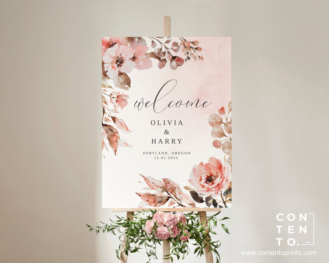 EDITABLE Floral Welcome Sign Template, 0025AA - Etsy