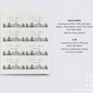 EDITABLE Mountain Place Card Template, 0018AA - Etsy