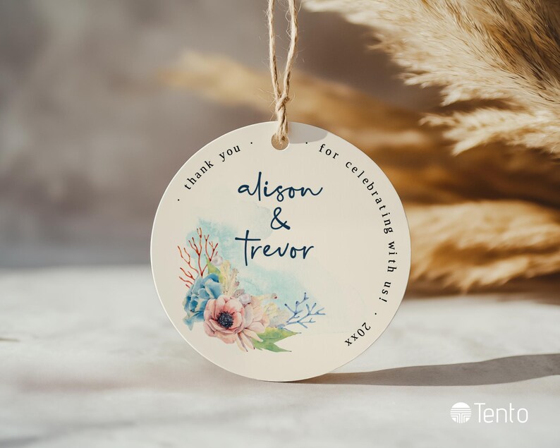 EDITABLE | Coral Favor Tag Template, 0035AA - Etsy