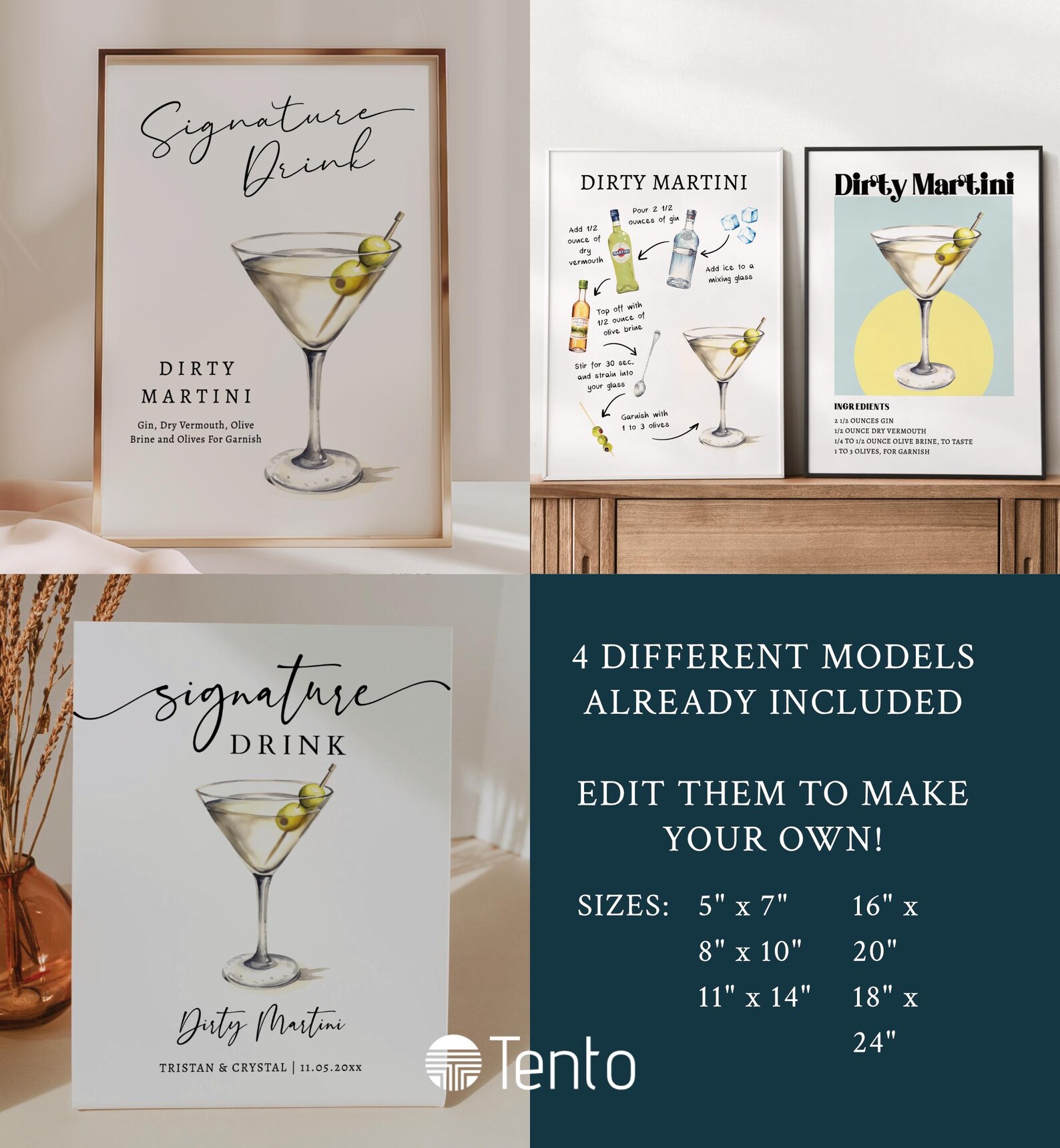 EDITABLE | Dirty Martini Bar Sign Template, 0042AA - Etsy