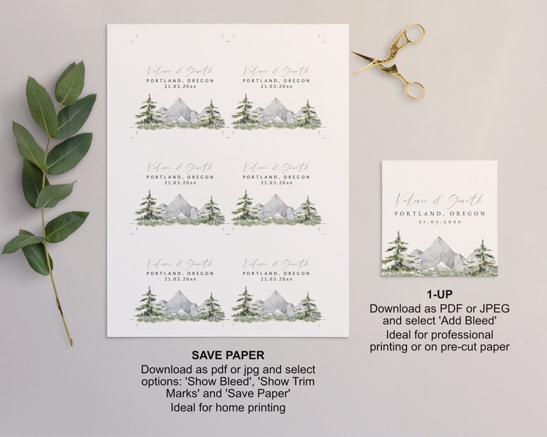 EDITABLE Mountain Favor Tag Template Round and Square | Etsy