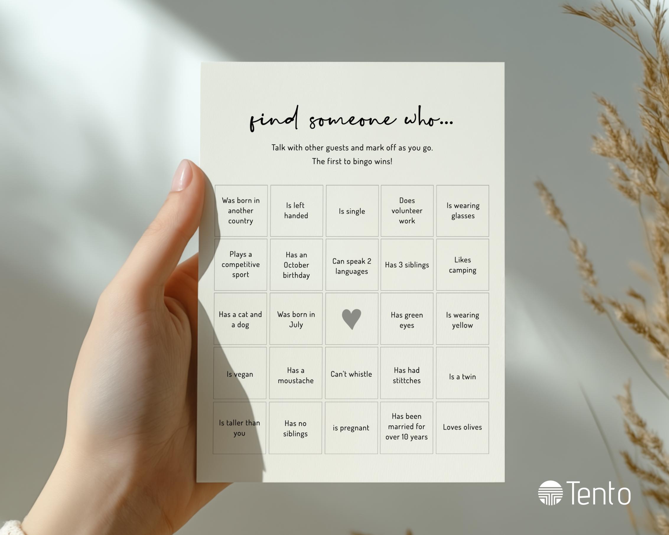 EDITABLE | Find Someone Who Bingo Template, Minimalist Game, 0001AA - Etsy