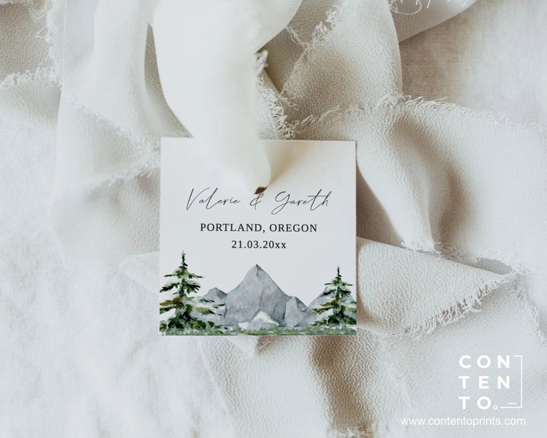 EDITABLE Mountain Favor Tag Template 0018AA - Etsy