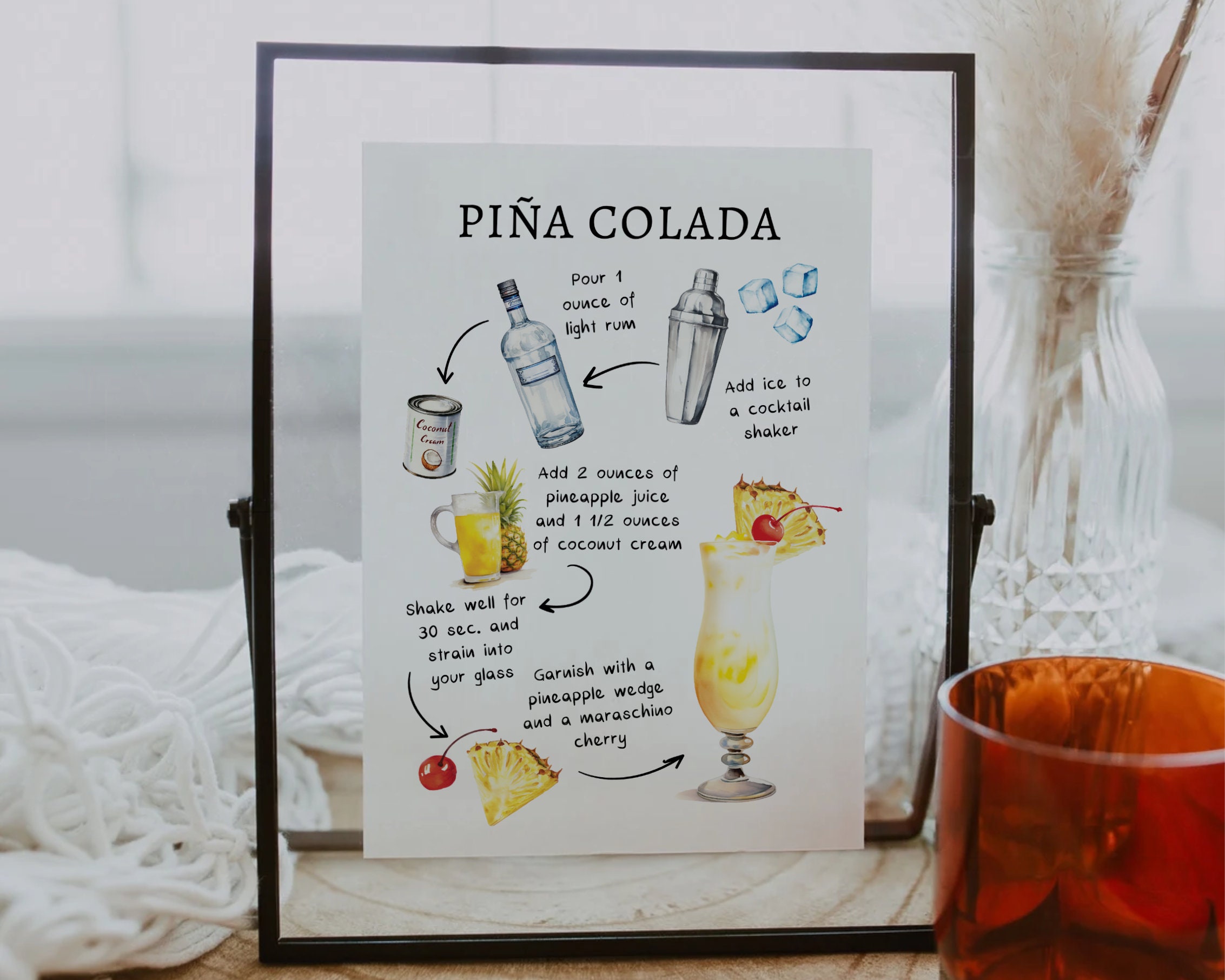 EDITABLE | Pina Colada Bar Sign Template, 0042AA - Etsy