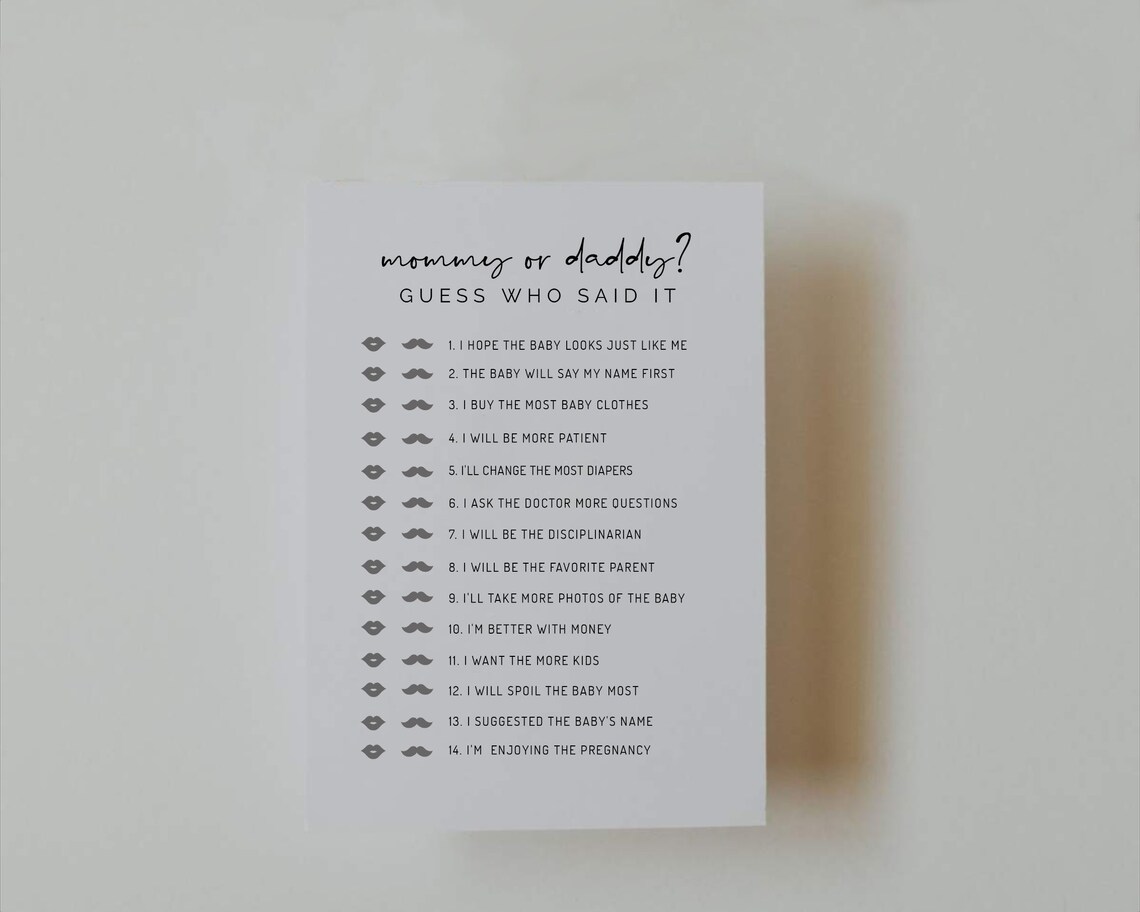 EDITABLE Minimalist Who Said It Game Printable Baby Shower | Etsy