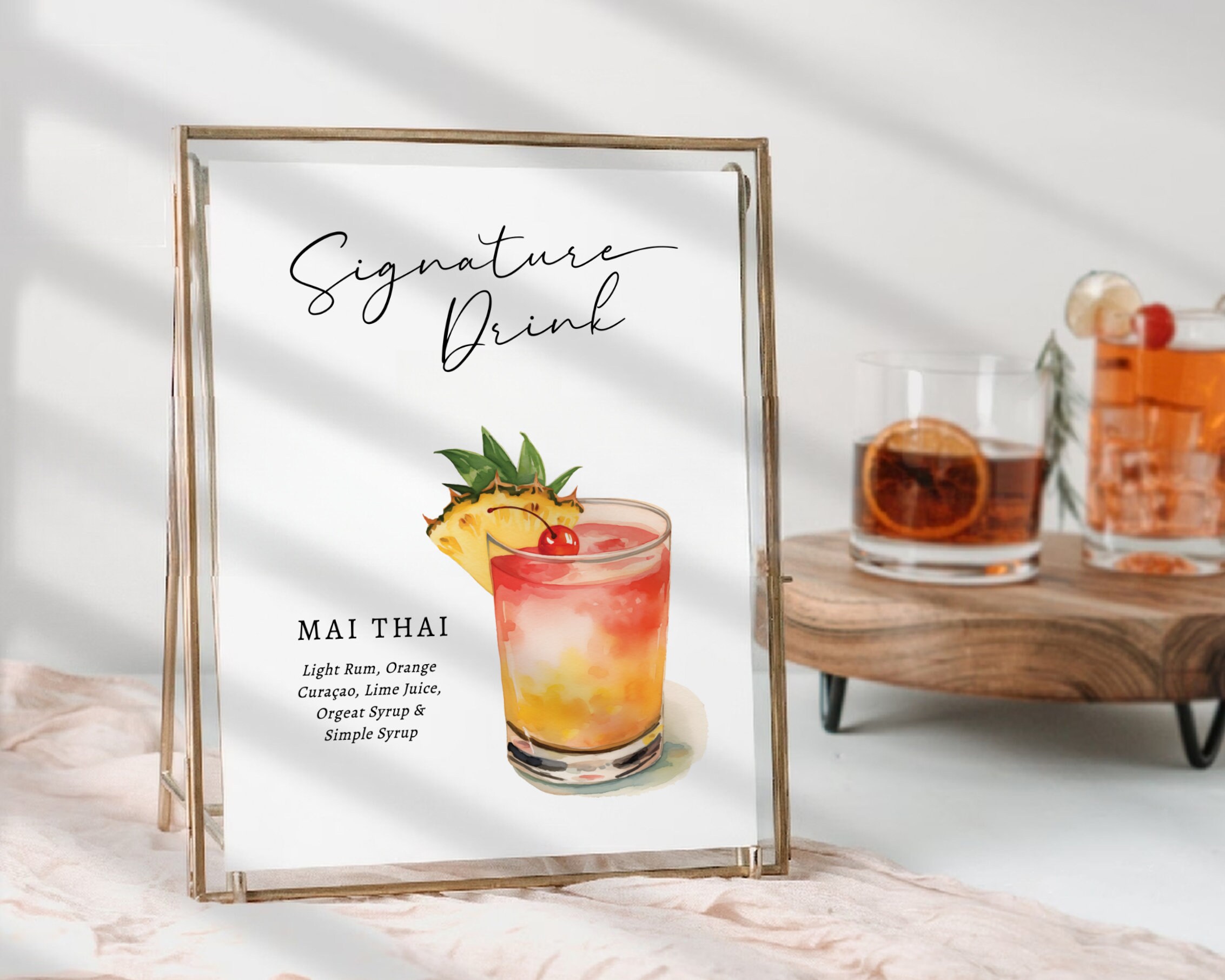 EDITABLE | Mai Tai Bar Sign Template, 0042AA - Etsy