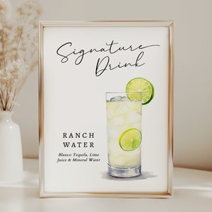 EDITABLE | Ranch Water Bar Sign Template, 0042AA - Etsy