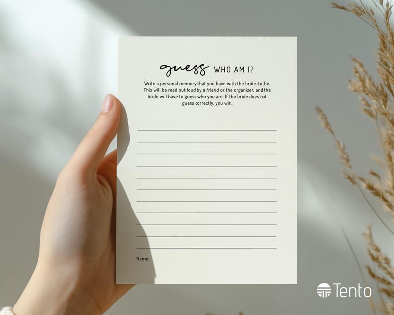 EDITABLE | Guess Who Am I Game Template, Minimalist Bachelorette Party ...