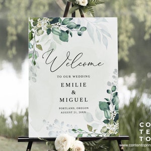 EDITABLE Eucalyptus Welcome Sign Template, 0006AA - Etsy