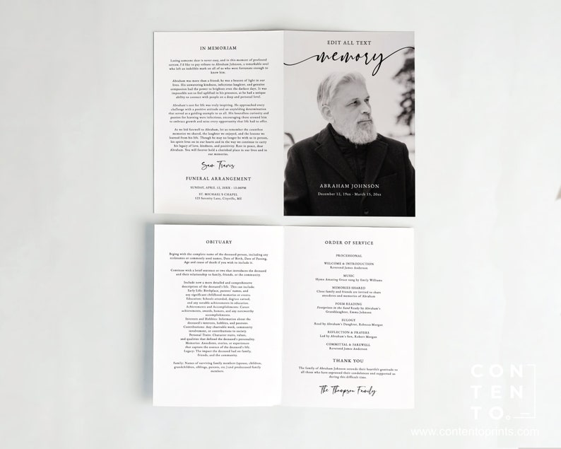 EDITABLE Funeral Program Template, Minimalist, 0037AA - Etsy México