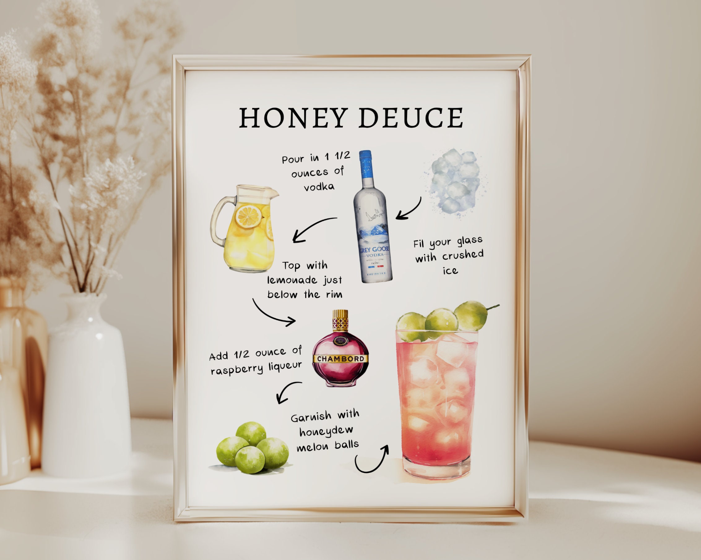 EDITABLE | Honey Deuce Bar Sign Template, 0042AA - Etsy