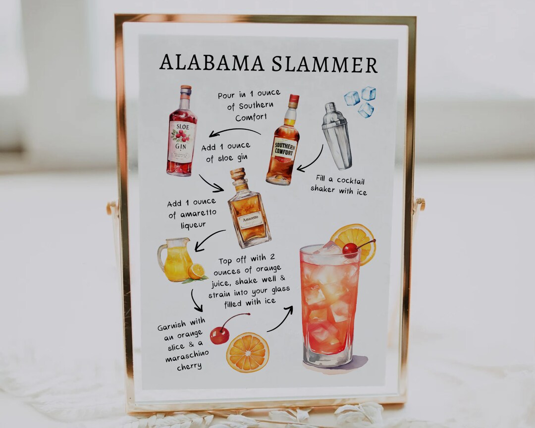 EDITABLE | Alabama Slammer Bar Sign Template, 0042AA - Etsy