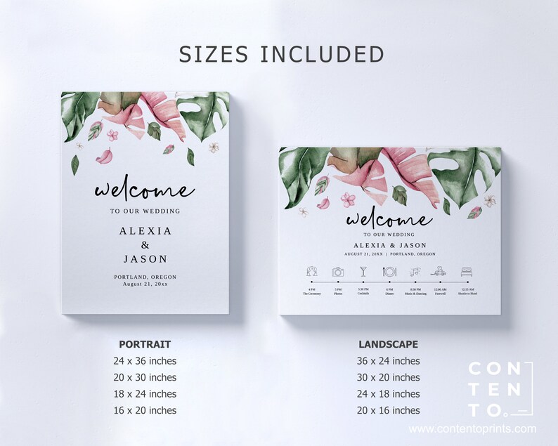 EDITABLE Tropical Welcome Sign Template Large Wedding / - Etsy