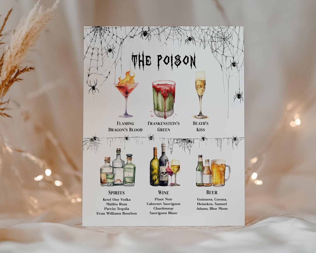 EDITABLE | Halloween Bar Menu Template, 0041AA - Etsy