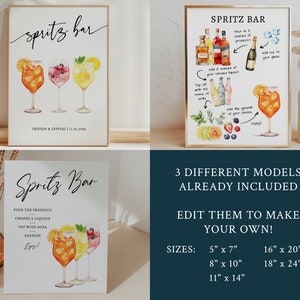 EDITABLE | Spritz Bar Sign Template, 0042AA - Etsy