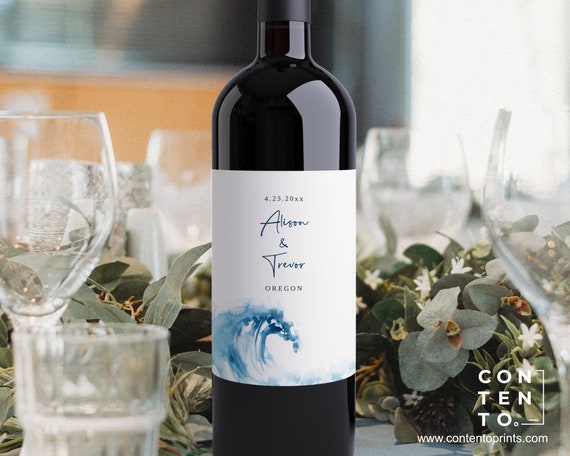 EDITABLE Ocean Wine Bottle Label Nautical Wine Favor Label - Etsy