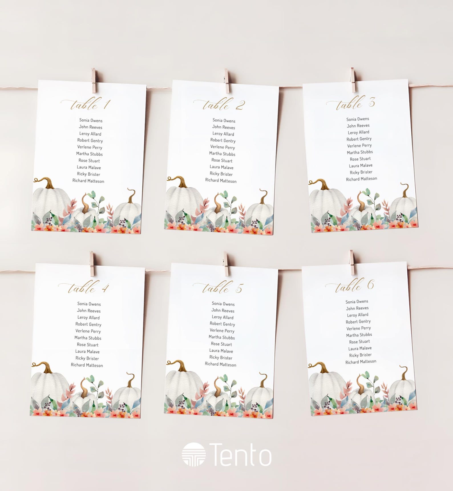 EDITABLE | Pumpkin Seating Chart Template, Hanging Cards, 0015AA - Etsy