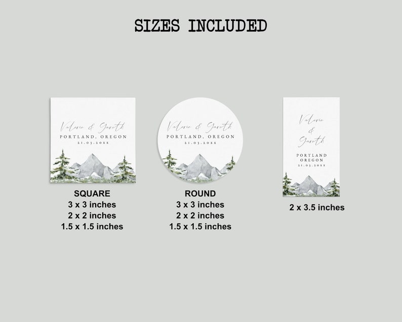 EDITABLE Mountain Favor Tag Template Round and Square | Etsy