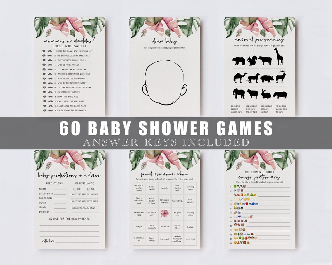 EDITABLE Tropical Baby Shower Games Bundle, Templates, 0003AA - Etsy