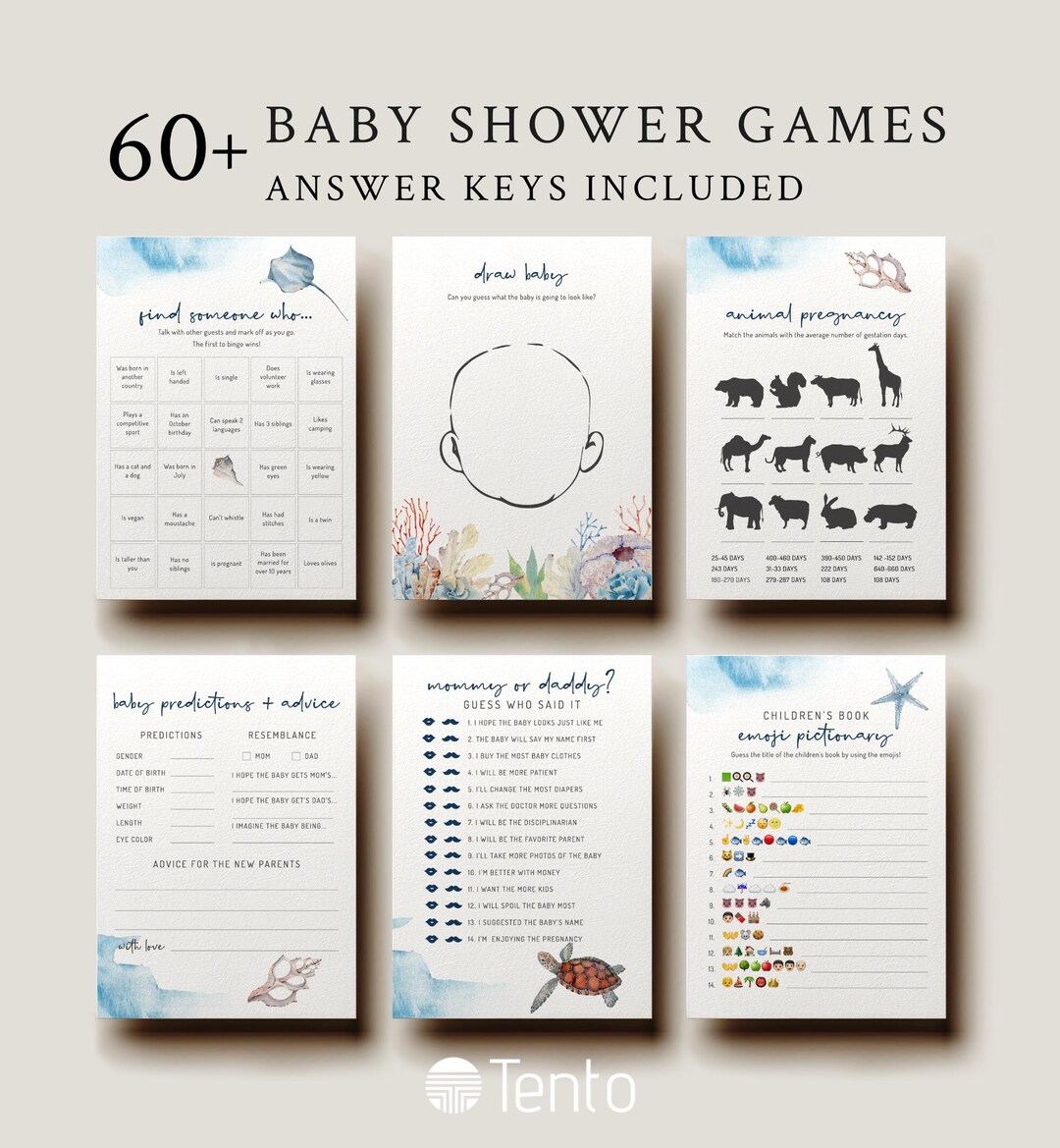 EDITABLE | Under the Sea Baby Shower Games Bundle, Templates, 0012AA ...