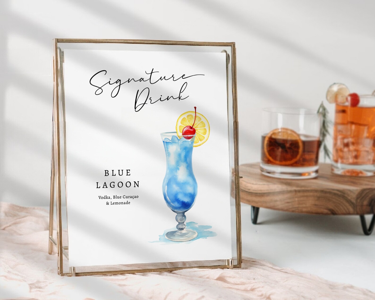 EDITABLE | Blue Lagoon Bar Sign Template, 0042AA - Etsy