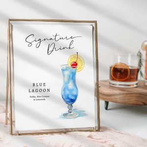 EDITABLE | Blue Lagoon Bar Sign Template, 0042AA - Etsy