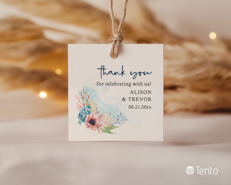 EDITABLE | Coral Favor Tag Template, 0035AA - Etsy