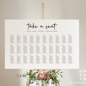 EDITABLE Minimalist Seating Chart Template, Alphabetical and Table ...