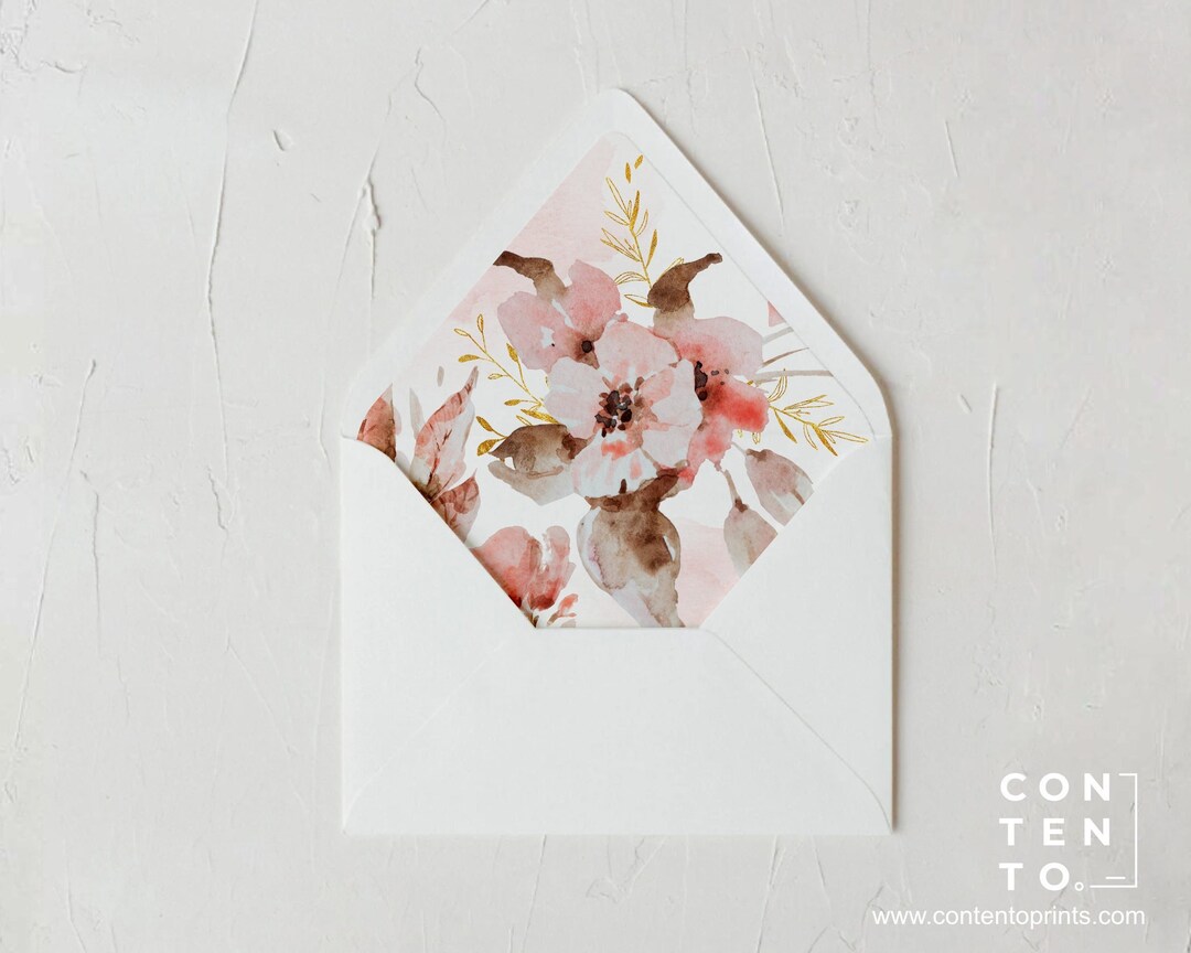 PRINTABLE Floral and Gold Envelope Liner Template. A1, A2, A6, A7 & A9 ...