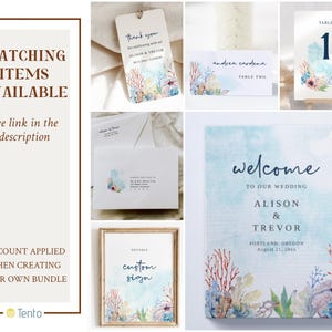 EDITABLE | Coral Wedding Invitation Template Set, 0035AA - Etsy