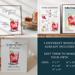 EDITABLE | Vodka Cranberry Bar Sign Template, 0042AA - Etsy