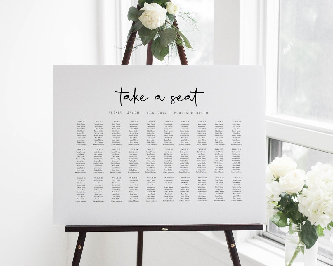 EDITABLE Minimalist Seating Chart Template Seating Plan | Etsy