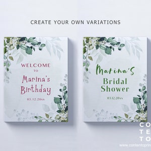 EDITABLE Eucalyptus Welcome Sign Template, 0006AA - Etsy