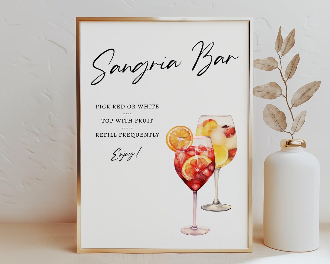 EDITABLE | Sangria Bar Sign Template, 0042AA - Etsy