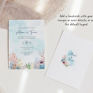 EDITABLE Coral Wedding Invitation Template Set Ocean | Etsy