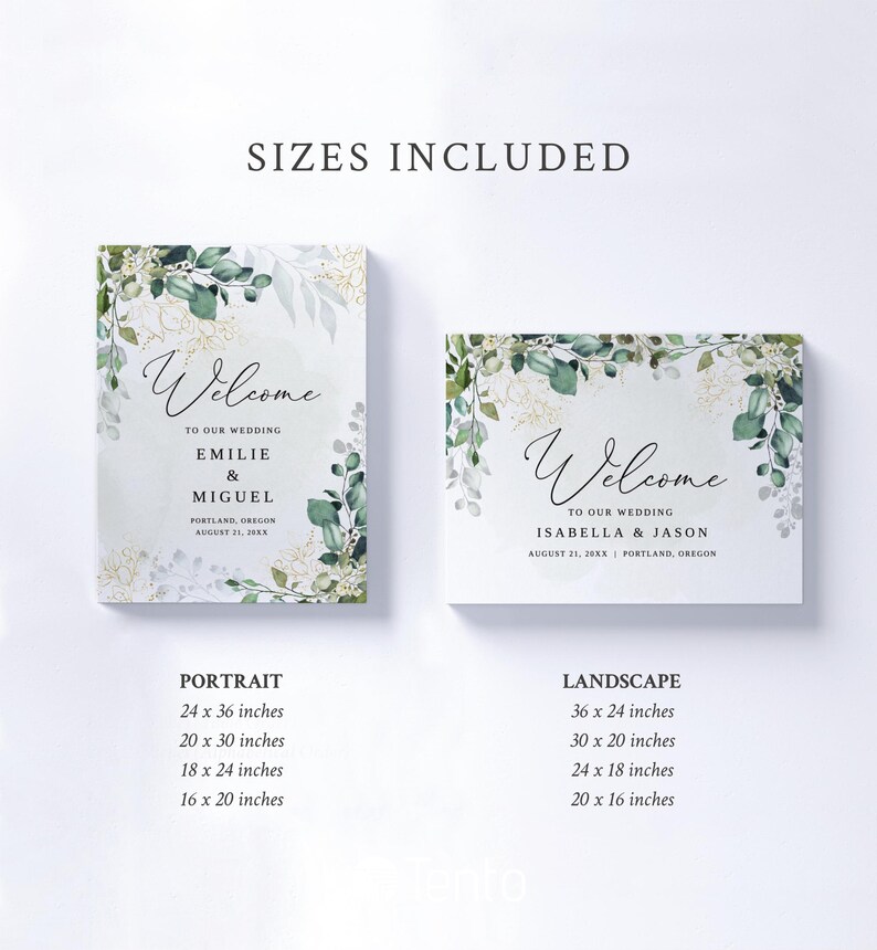 EDITABLE | Eucalyptus and Gold Greenery Welcome Sign Template, 0004AA ...