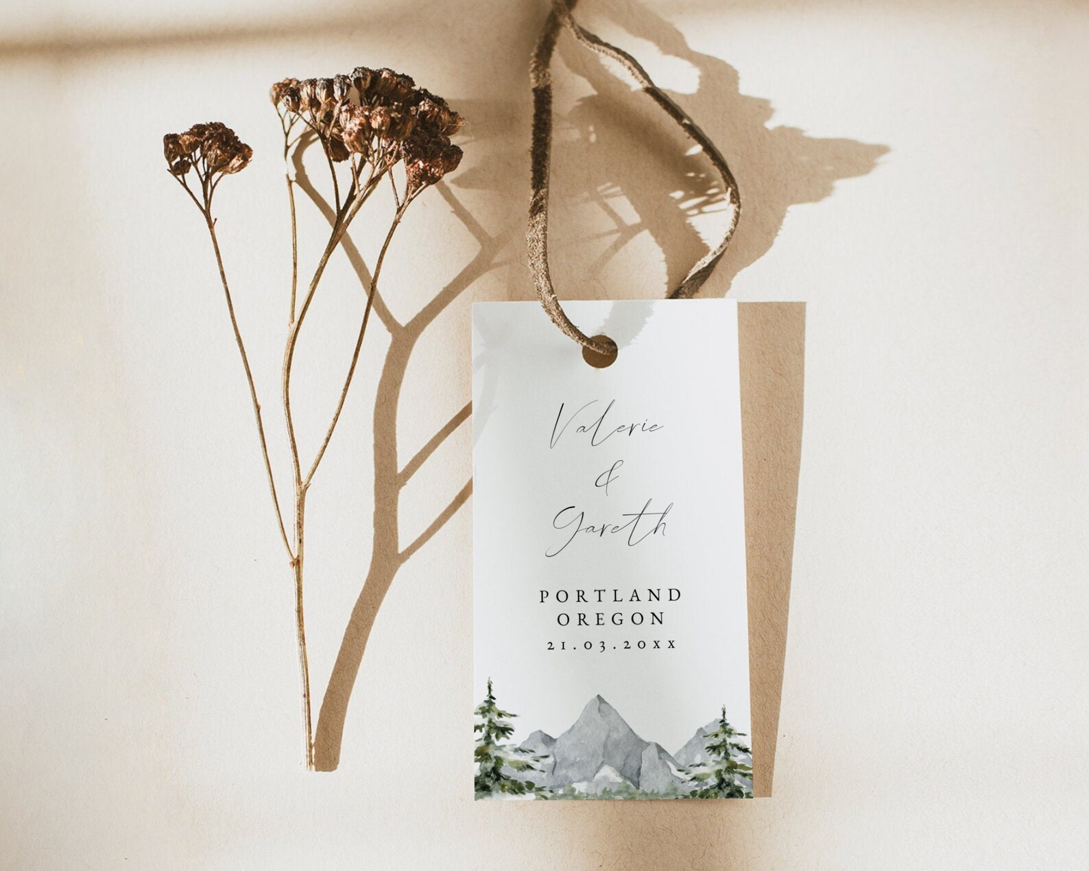 EDITABLE Mountain Favor Tag Template Round and Square | Etsy