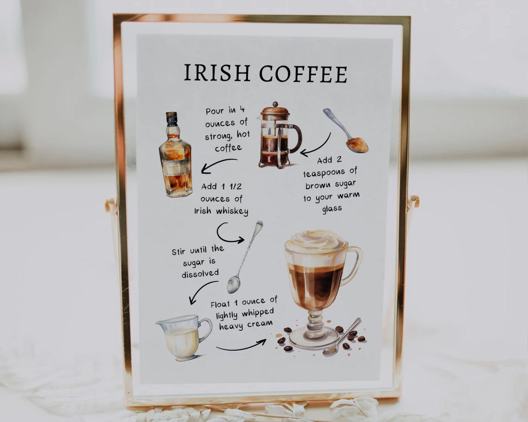 EDITABLE | Irish Coffee Bar Sign Template, 0042AA - Etsy