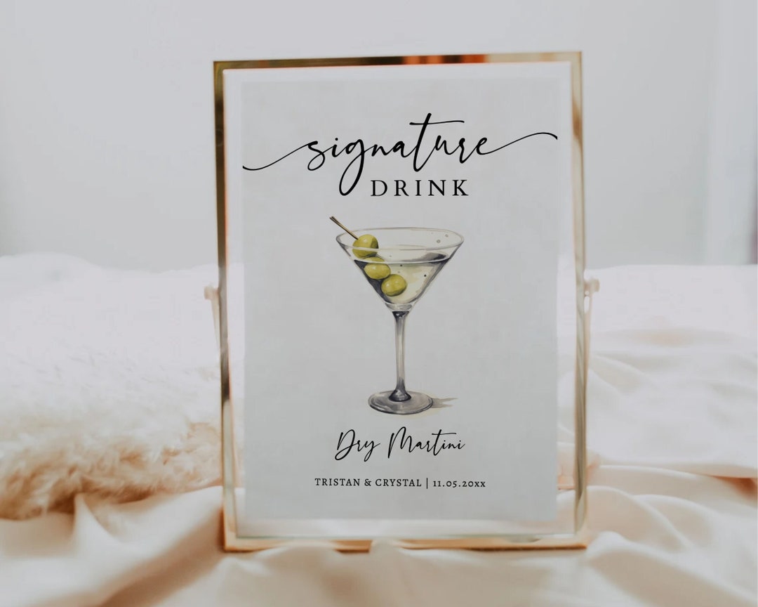 EDITABLE Dry Martini Bar Sign Template, 0042AA - Etsy