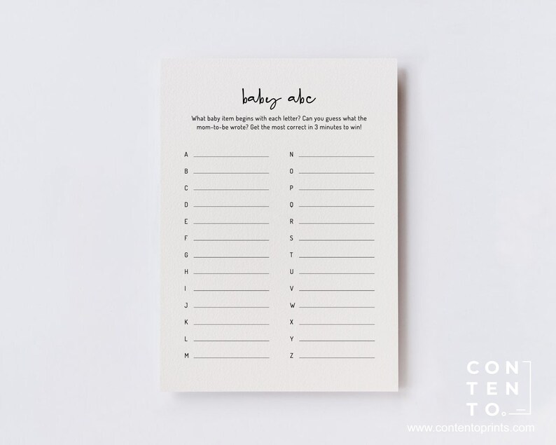 EDITABLE Minimalist Baby ABC Game Template, 0001AA - Etsy