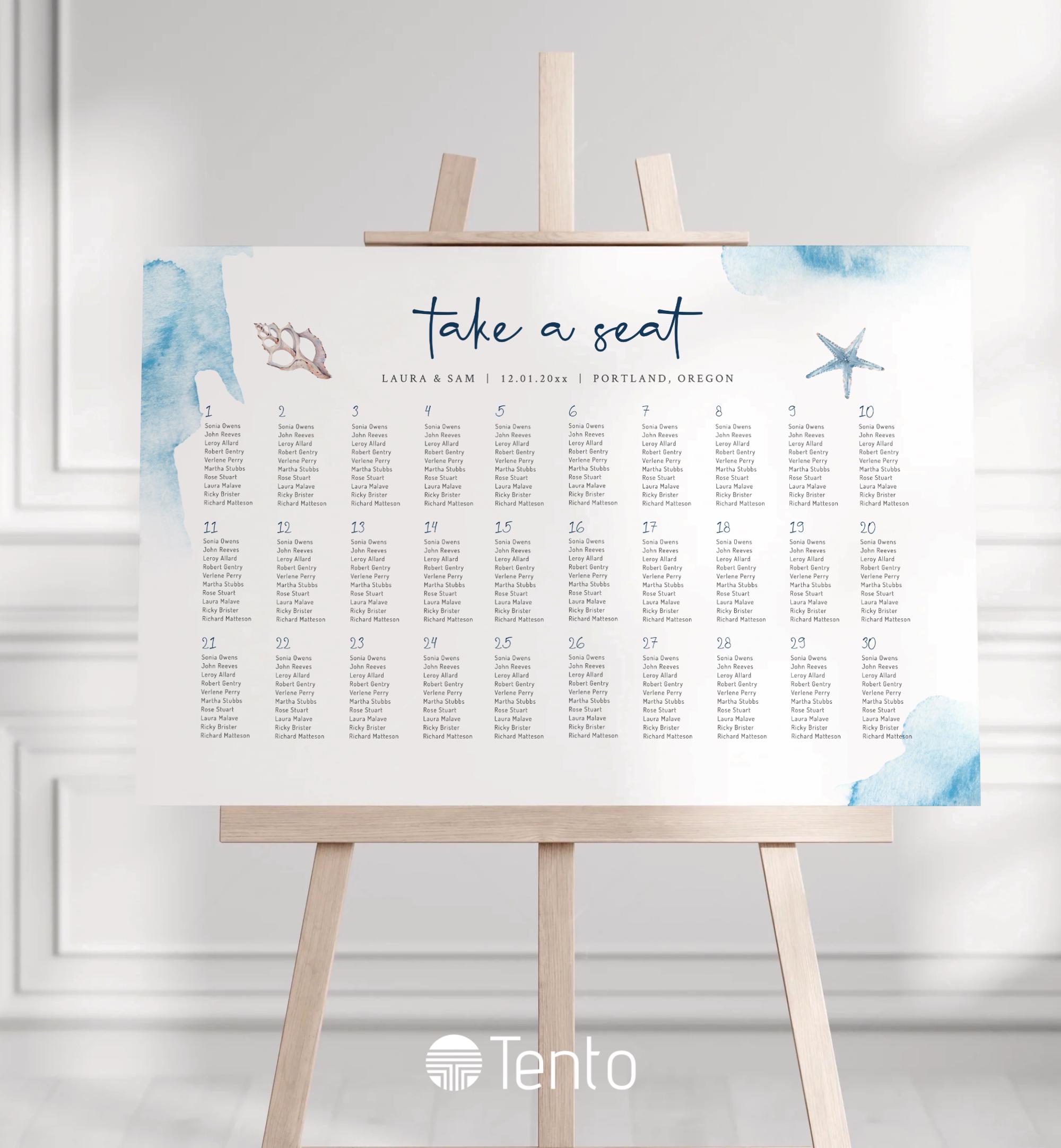 EDITABLE | Beach Seating Chart, Alphabetical and Table Order Seating ...