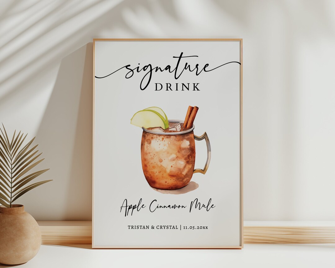 EDITABLE | Apple Cinnamon Mule Bar Sign Template, 0042AA - Etsy