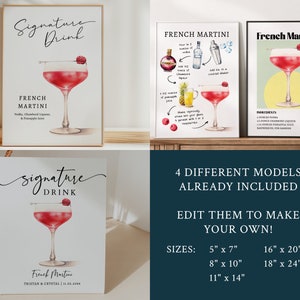 EDITABLE | French Martini Bar Sign Template, 0042AA - Etsy