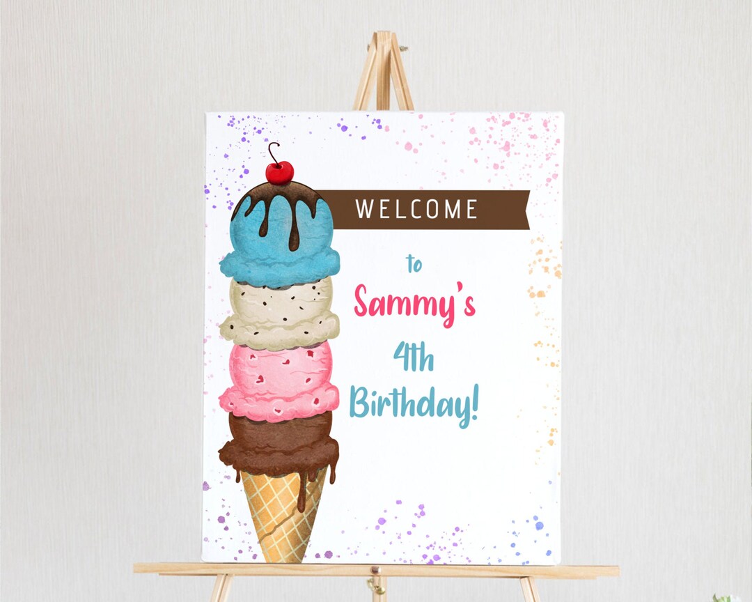 EDITABLE Ice Cream Welcome Sign Template 0008AA - Etsy Portugal