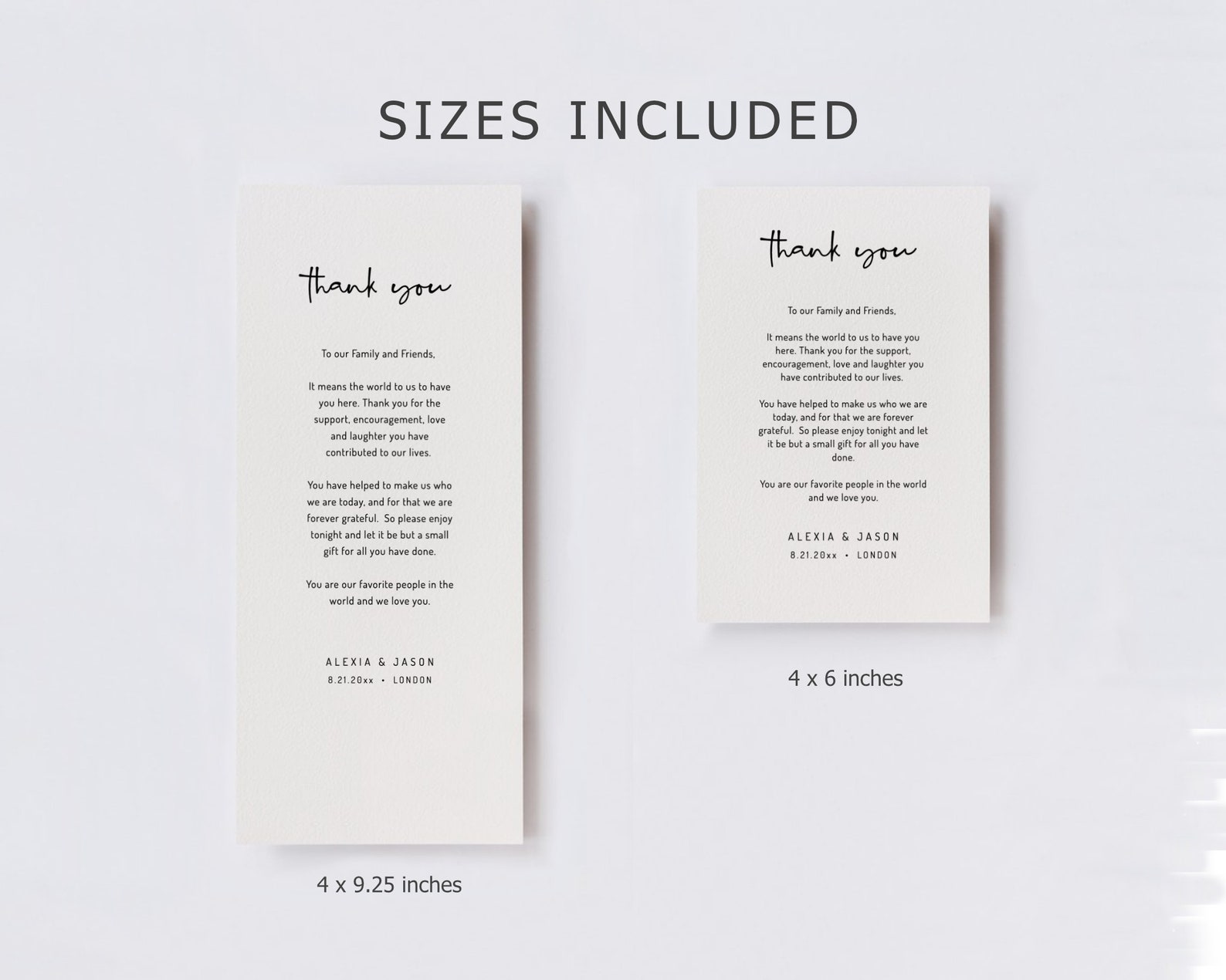 EDITABLE Minimalist 'thank You' Card Template Table - Etsy