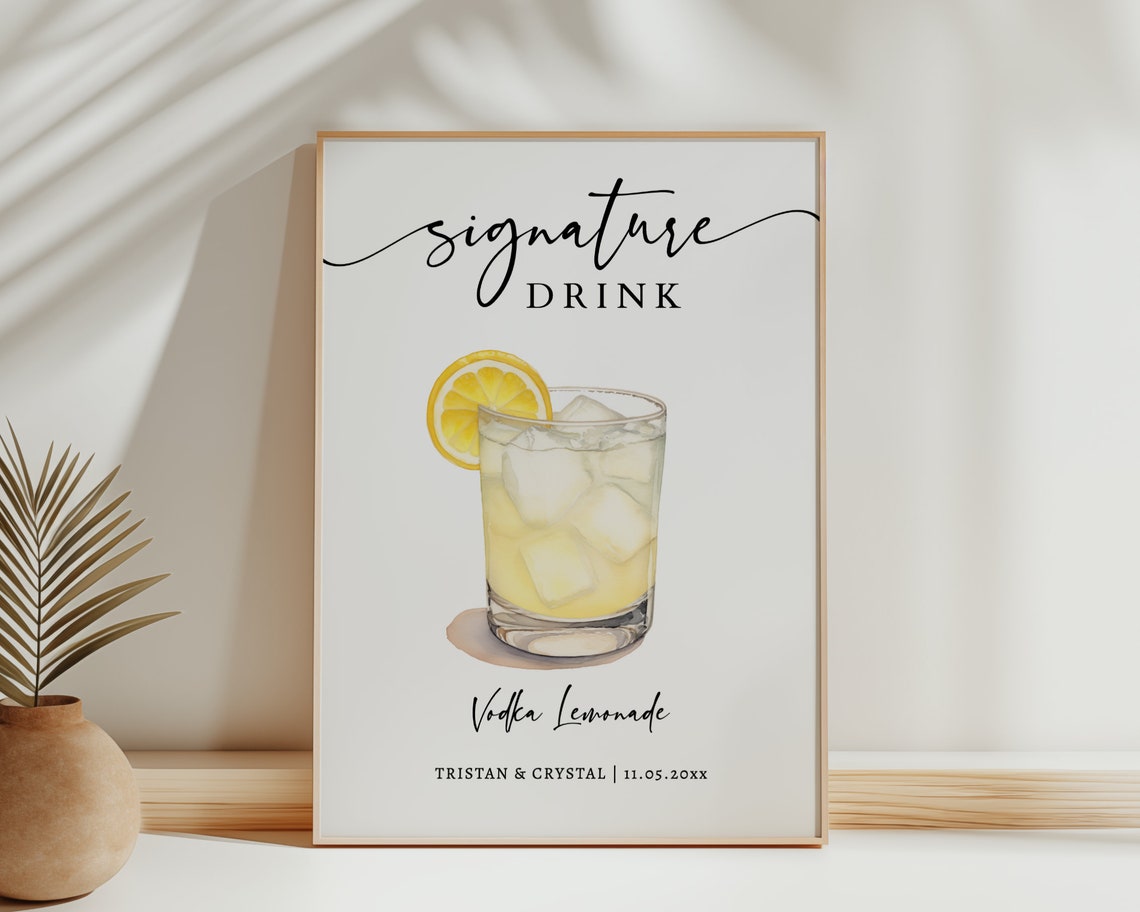 EDITABLE | Vodka Lemonade Bar Sign Template, 0042AA - Etsy